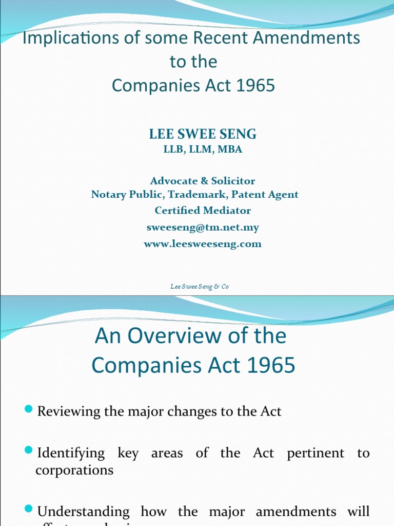 Amendments Toc A 1965 | PDF | Judgment (Law) | Board Of Directors