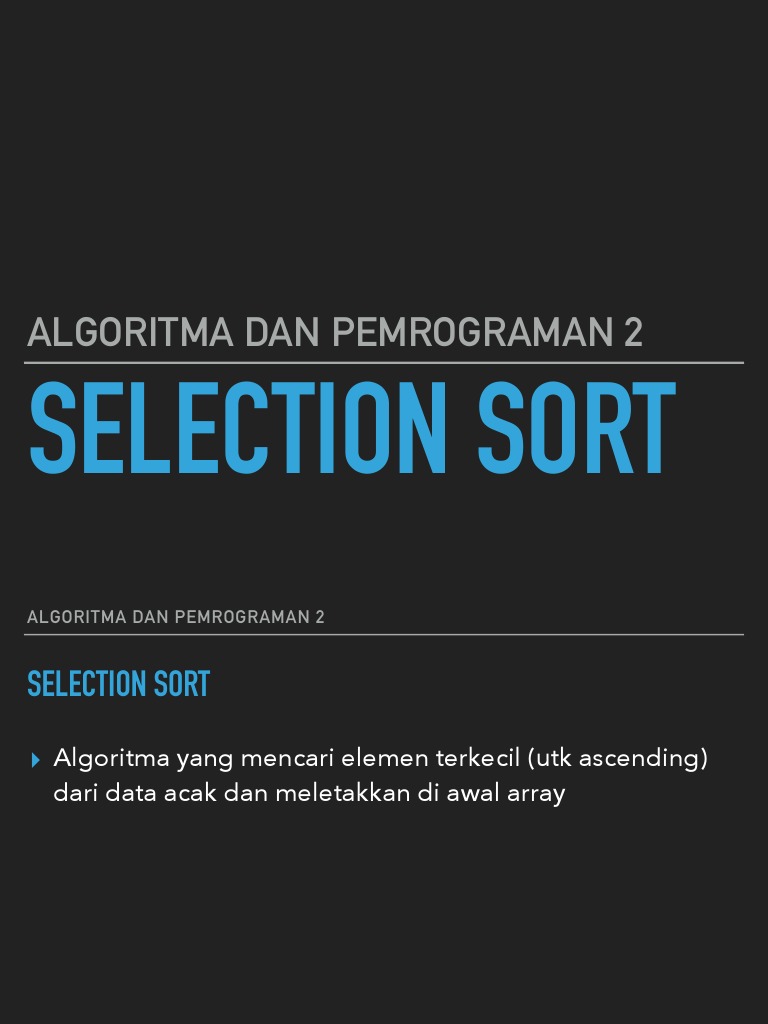 03-Selection Sort | PDF | Metode & Bahan Ajar
