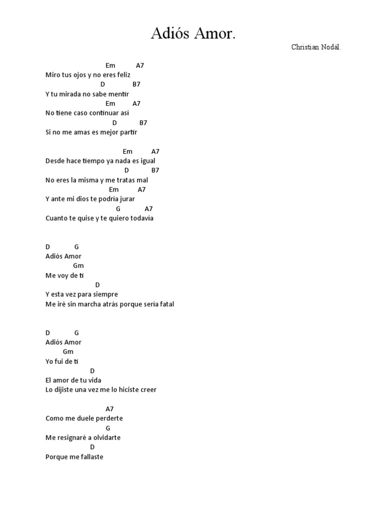 Adios Amor (Acordes) | PDF