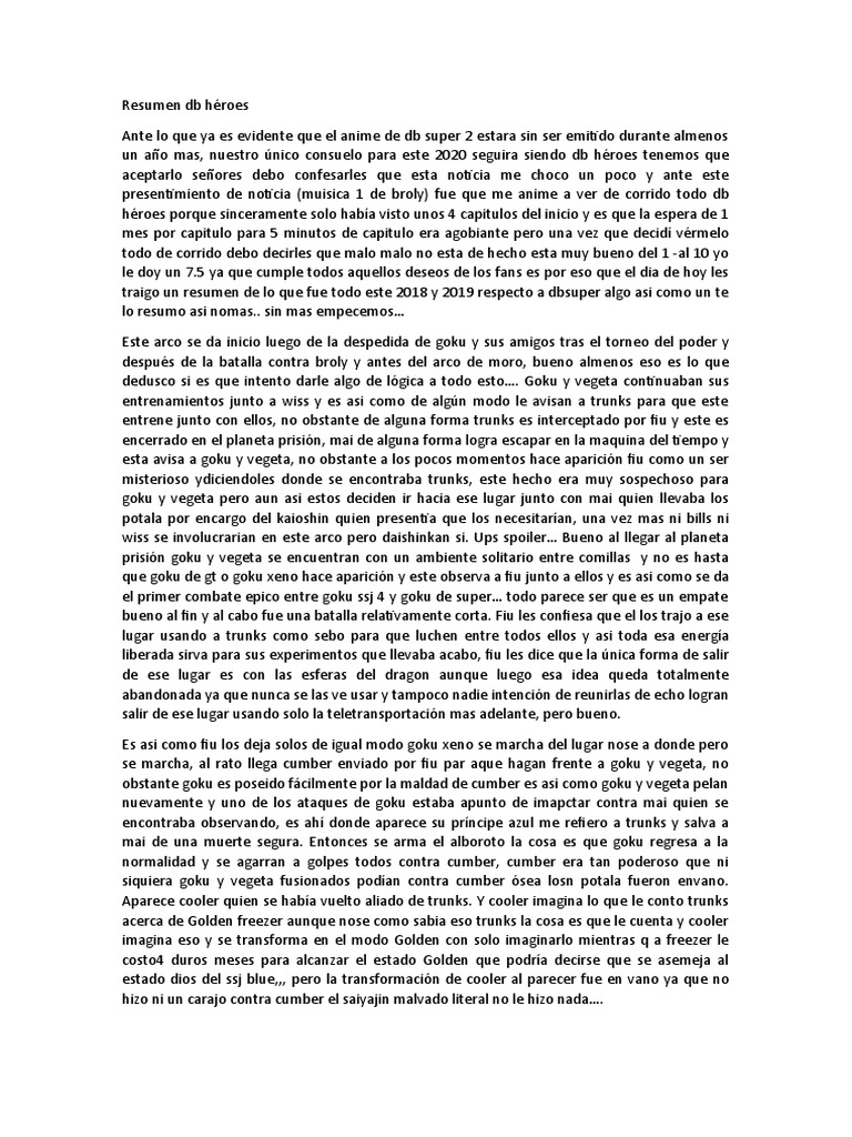 Resumen DB Héroes | PDF | esfera del dragón | Ocio