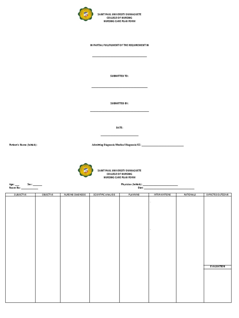 NCP Format | PDF | Nursing | Clinical Medicine