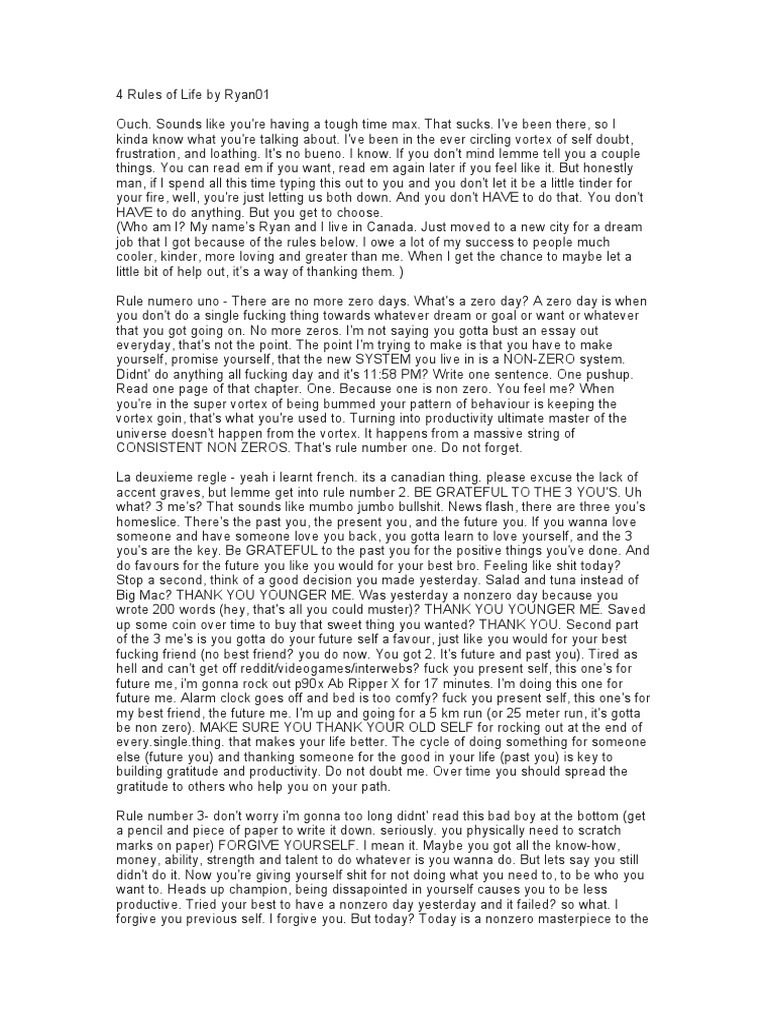 4 Rules of Life by Ryan01 | PDF | Forgiveness | Mind
