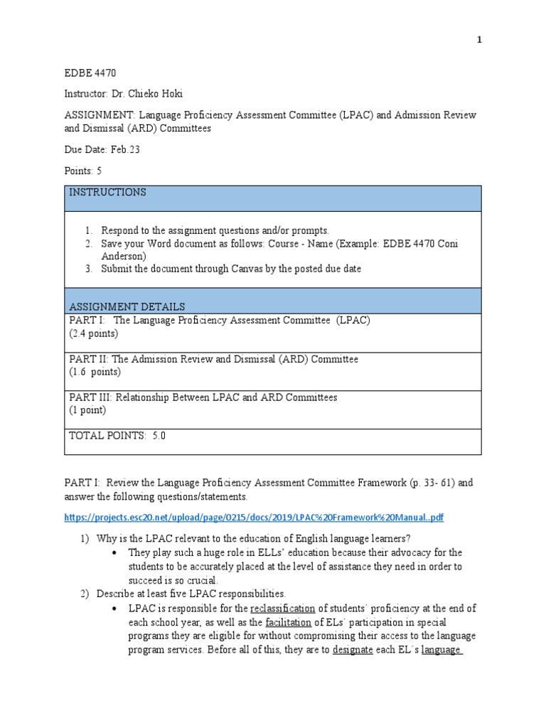 LPAC and ARD Committee | PDF | Individualized Education Program ...