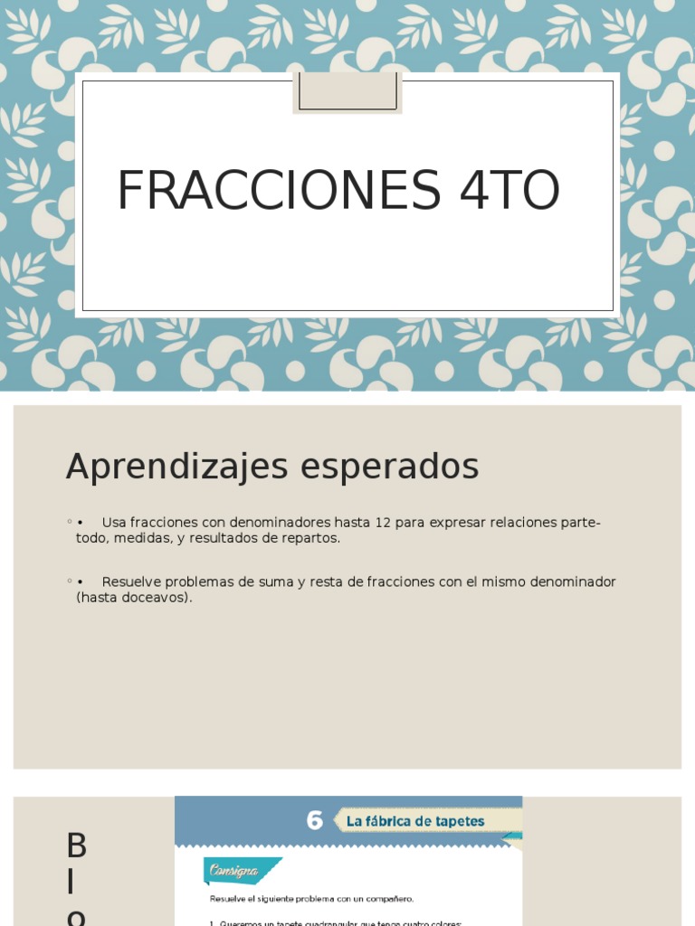 Fracciones para 4to Grado: Sumas y Restas | PDF