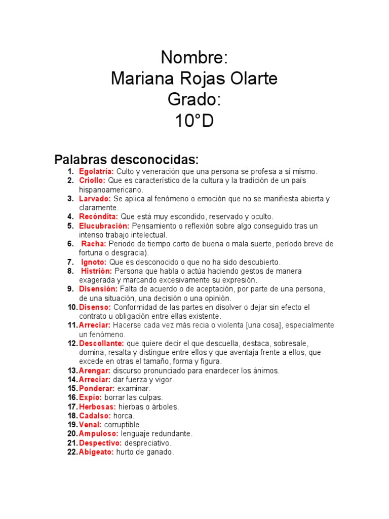 Palabras Desconocidas | PDF | Estudios de idiomas extranjeros | Derecho