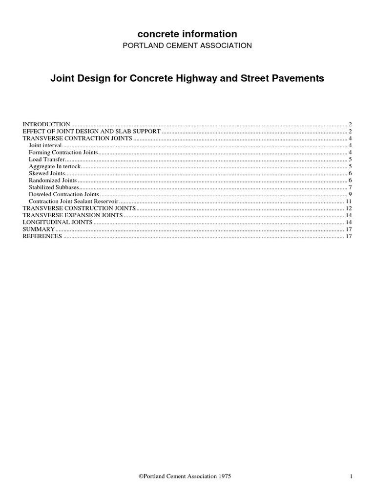 Joint Design PCA1975 | PDF | Road Surface | Concrete