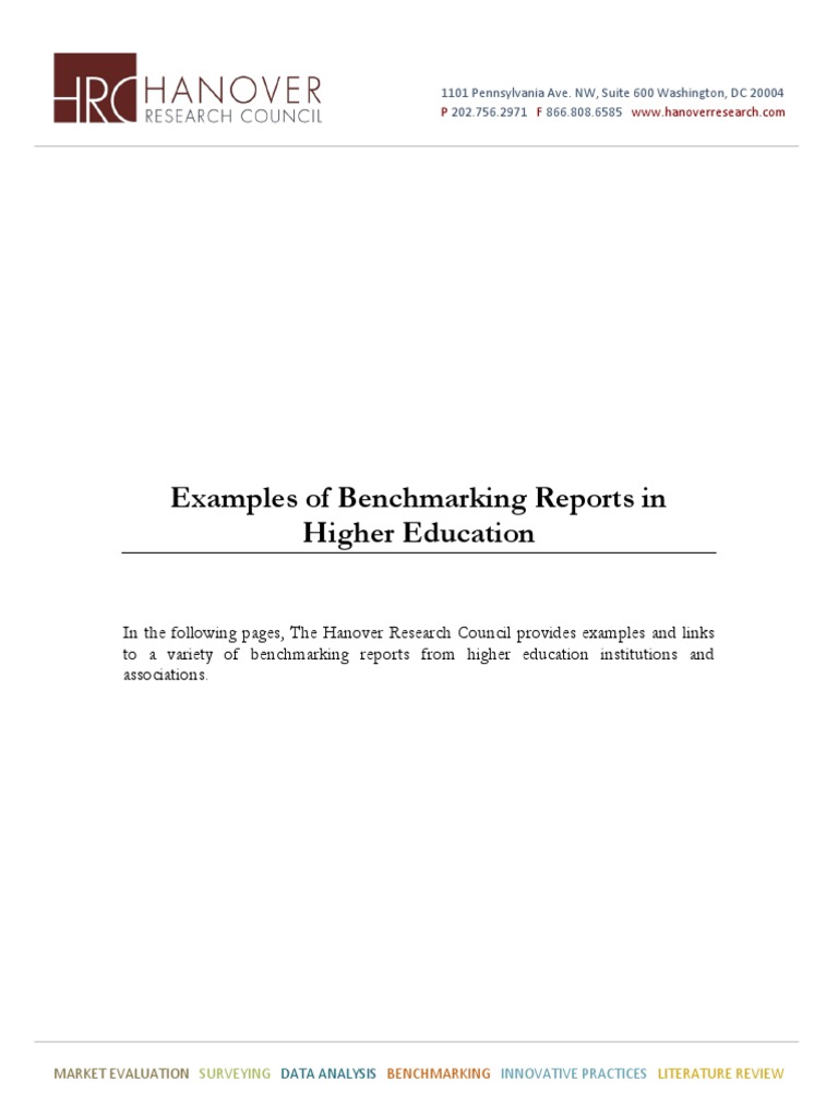 Examples of Benchmarking Reports in Higher Education Membership PDF ...