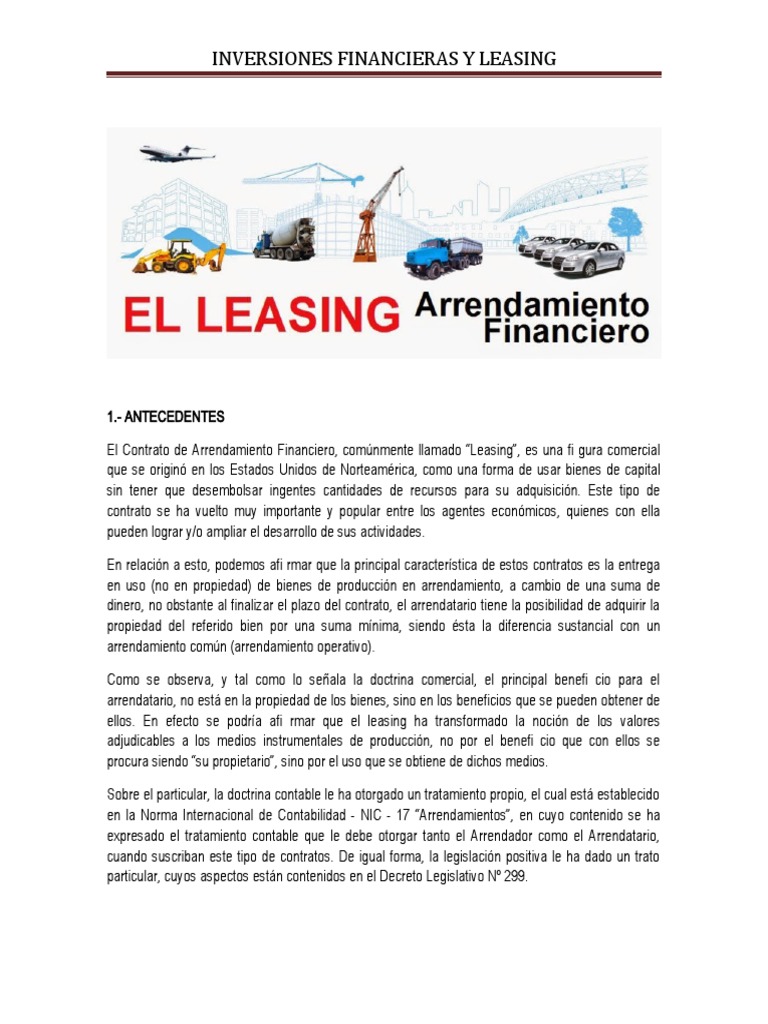 Guía Completa de Leasing Financiero | PDF | Arrendamiento | Depreciación