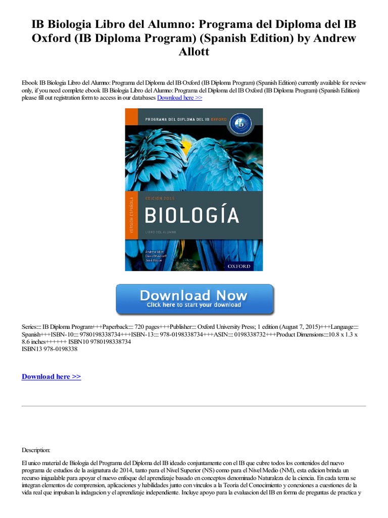 Ib Biologia Libro Del Alumno Programa Del Diploma Del Ib Oxford Ib ...