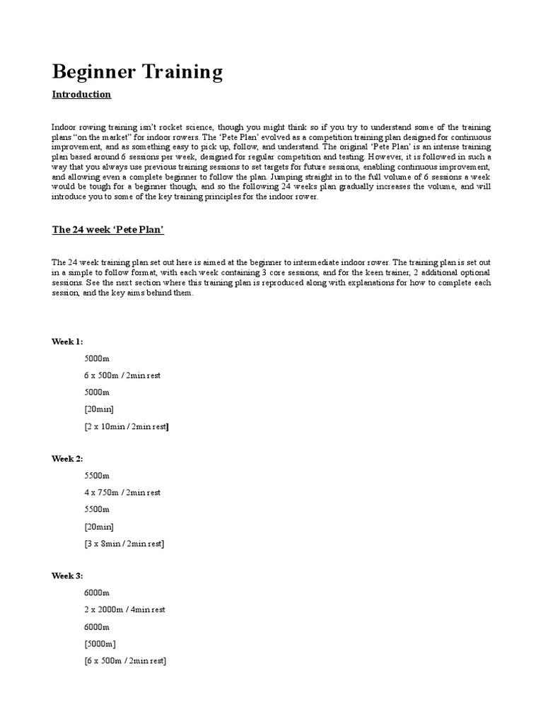 Beginner Pete Plan | PDF | Nature | Sports