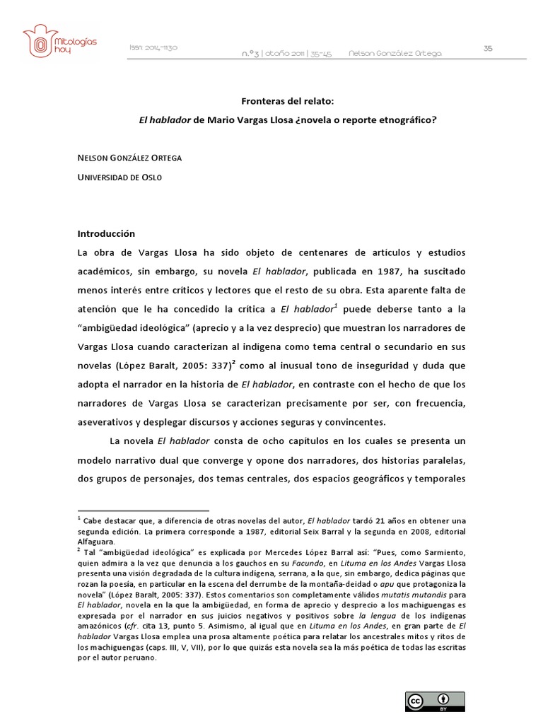 El Hablador (Marío Vargas Llosa | PDF | Métodos y materiales de ...