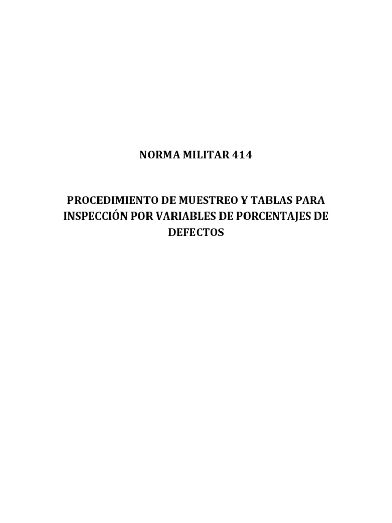 NORMA MILITAR 414 Castellano - Revision1 PDF | PDF | Muestreo ...
