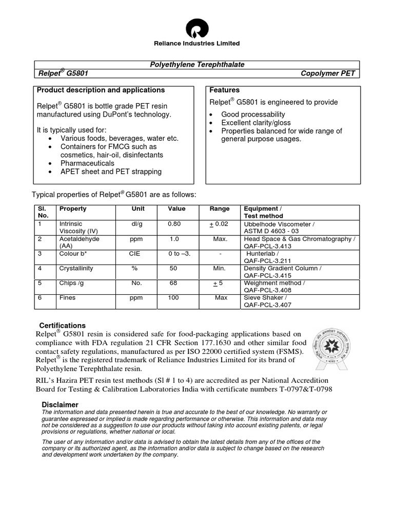Relpet G5801 TDS | PDF | Business | Nature