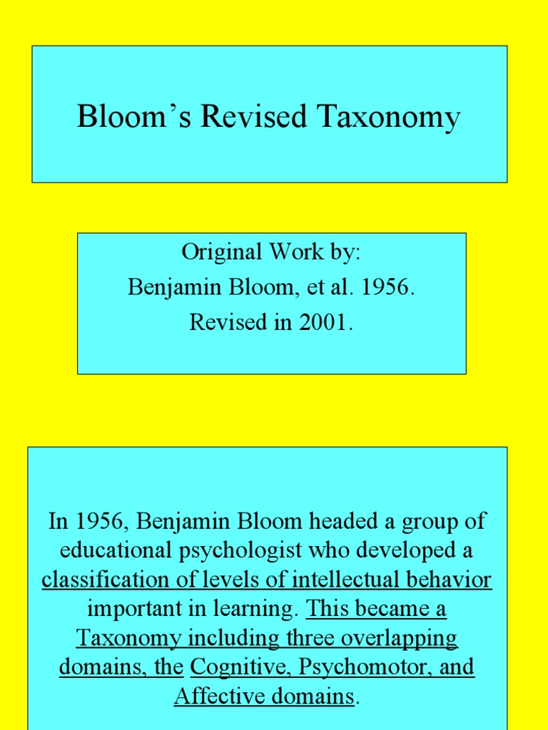 Blooms Revised Taxonomy | PDF | Learning | Affect (Psychology)