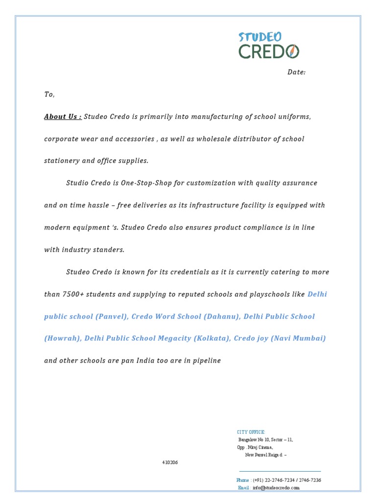 Introduction Credo Crest - School Uniforms | PDF | Economic Sectors ...