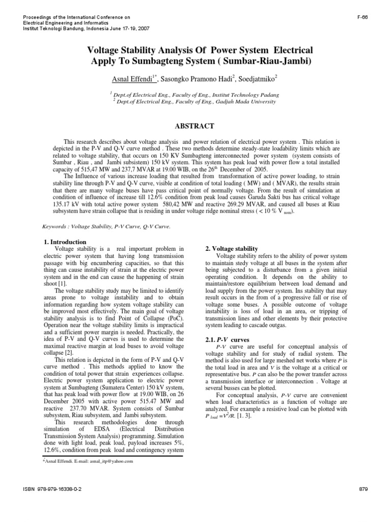 Voltage Stability in Sumbagteng Power System | PDF | Electric Power ...
