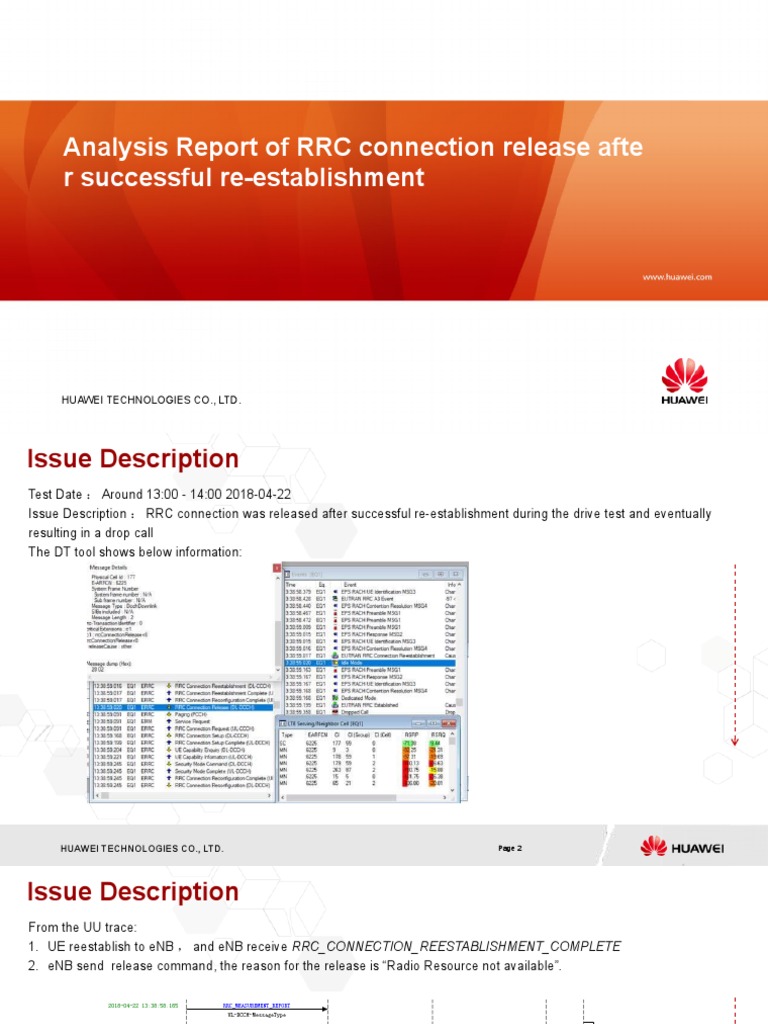 Analysis Report of RRC Connection Release After Successful Re ...