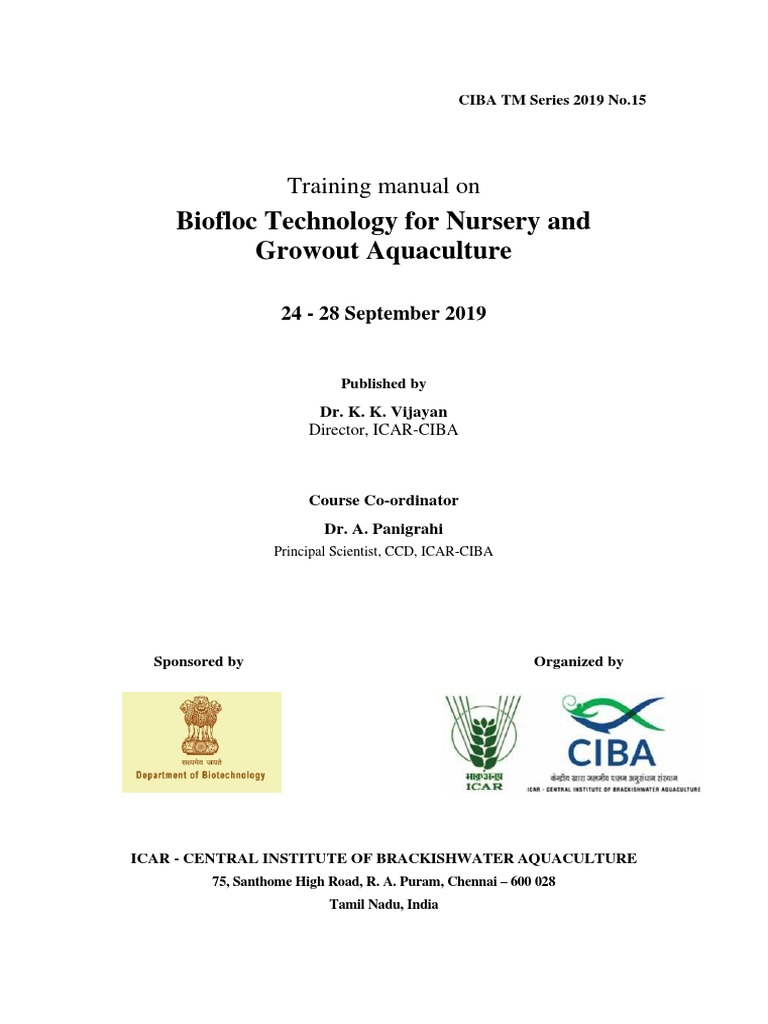 Biofloc Manual Final 24-28-9-19 PDF | PDF | Aquaculture | Sustainability
