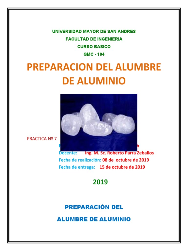 Preparación y Usos del Alumbre | PDF | Átomos | Química