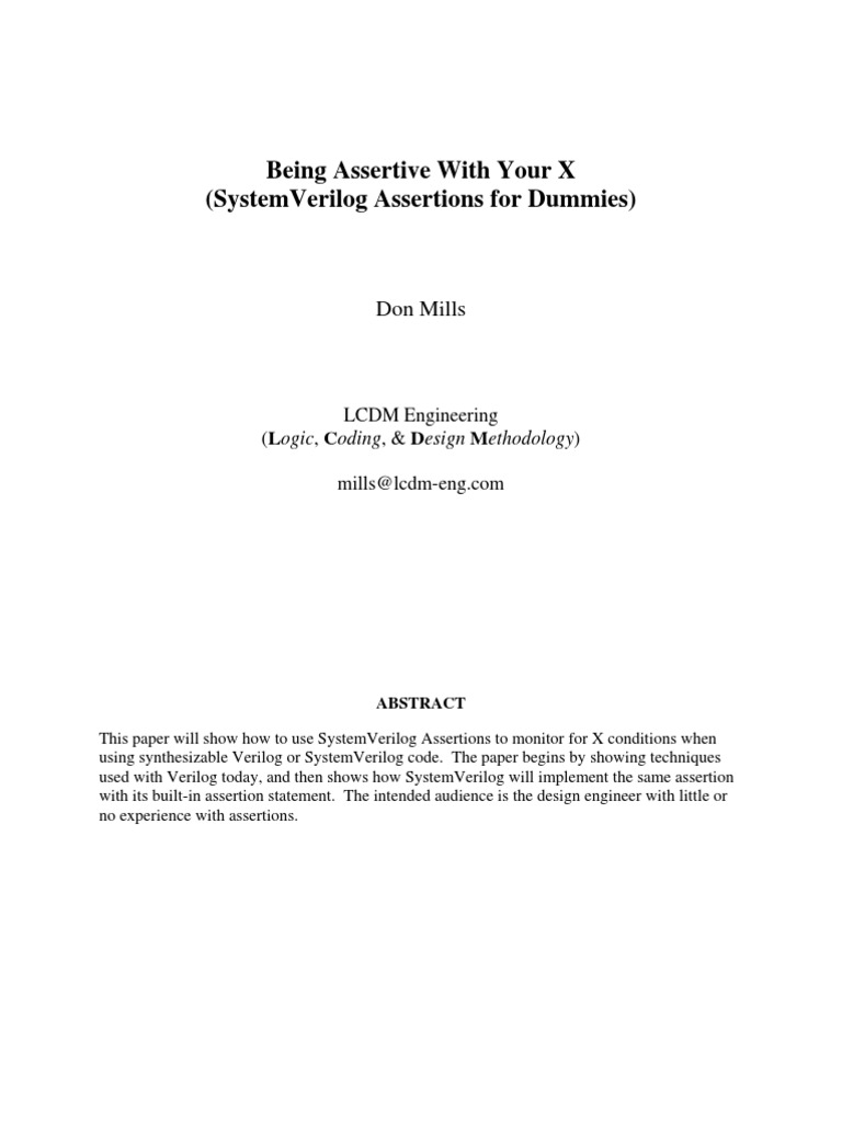 Systemverilog Assertions For Dummies Pdf Computer Programming Electrical Engineering