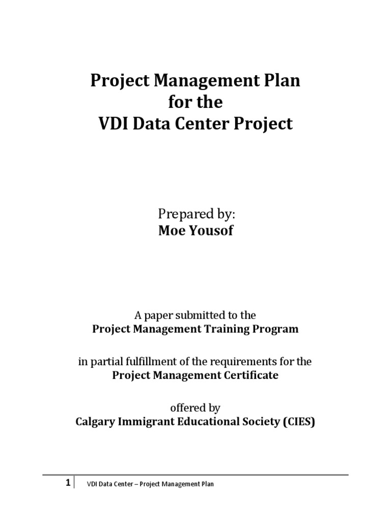 Silo - Tips - Project Management Plan For The Vdi Data Center Project ...