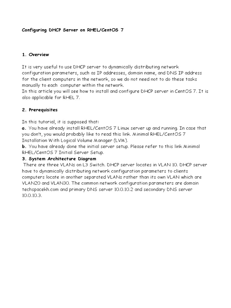 Configuring DHCP Server On CentOS 7 With VLAN | PDF | Domain Name ...