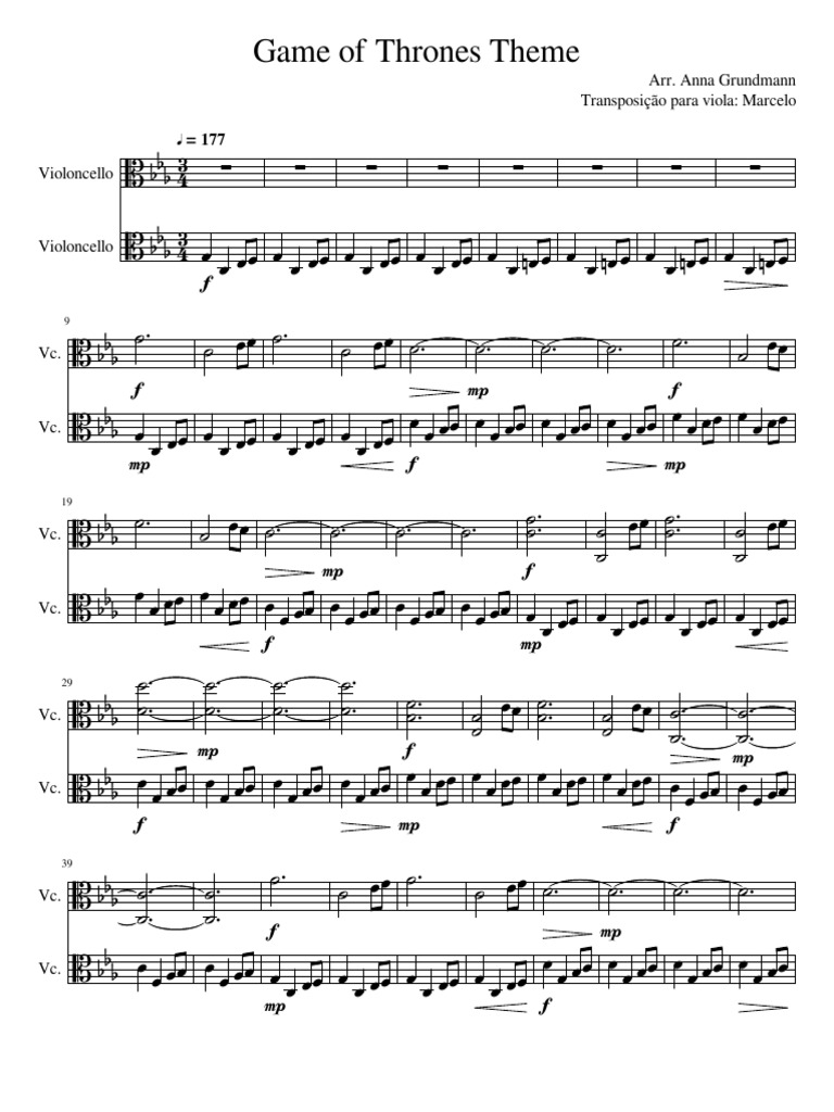Game of Thrones Theme Viola Duet | PDF