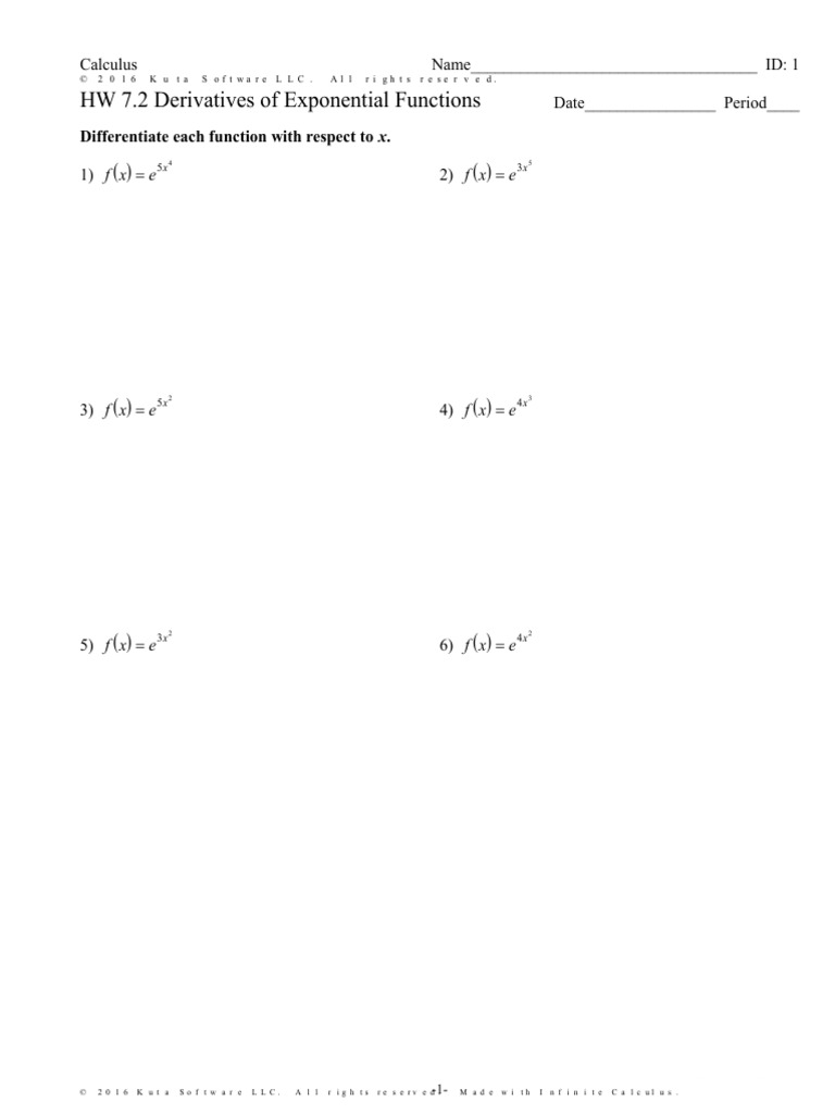 Derivatives of Exponential Functions 1q591oq PDF | PDF | Logarithm ...