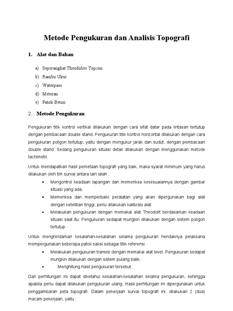 Metode Pengukuran Dan Analisis Topografi | PDF