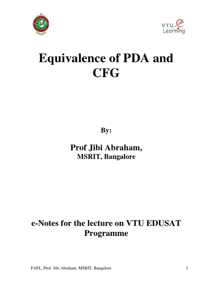 PDA and CFG Equivalence Explained | PDF | Formalism (Deductive ...