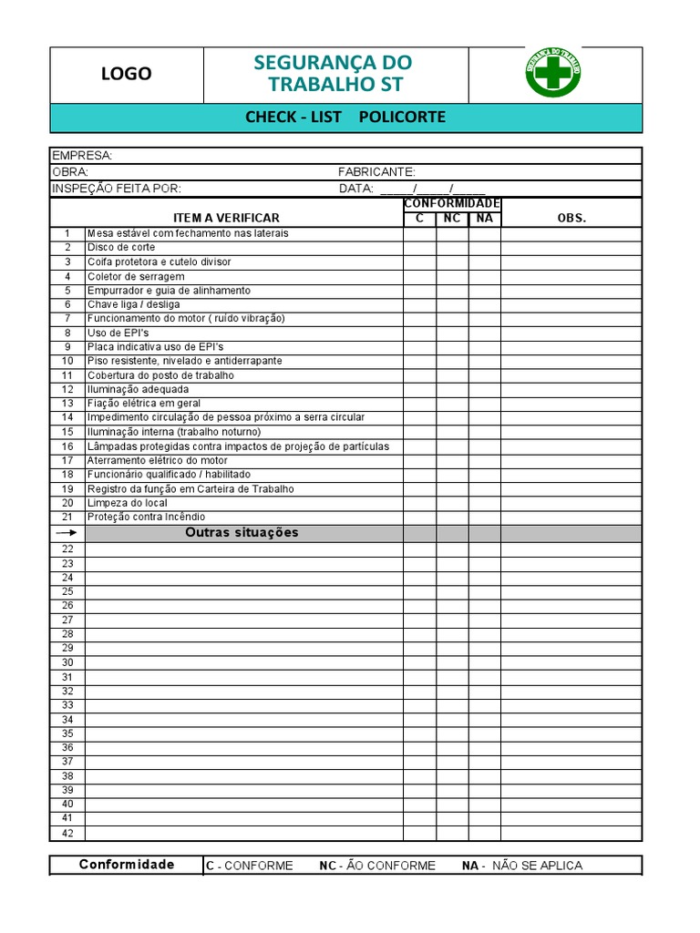 Check List Serra Circular | PDF