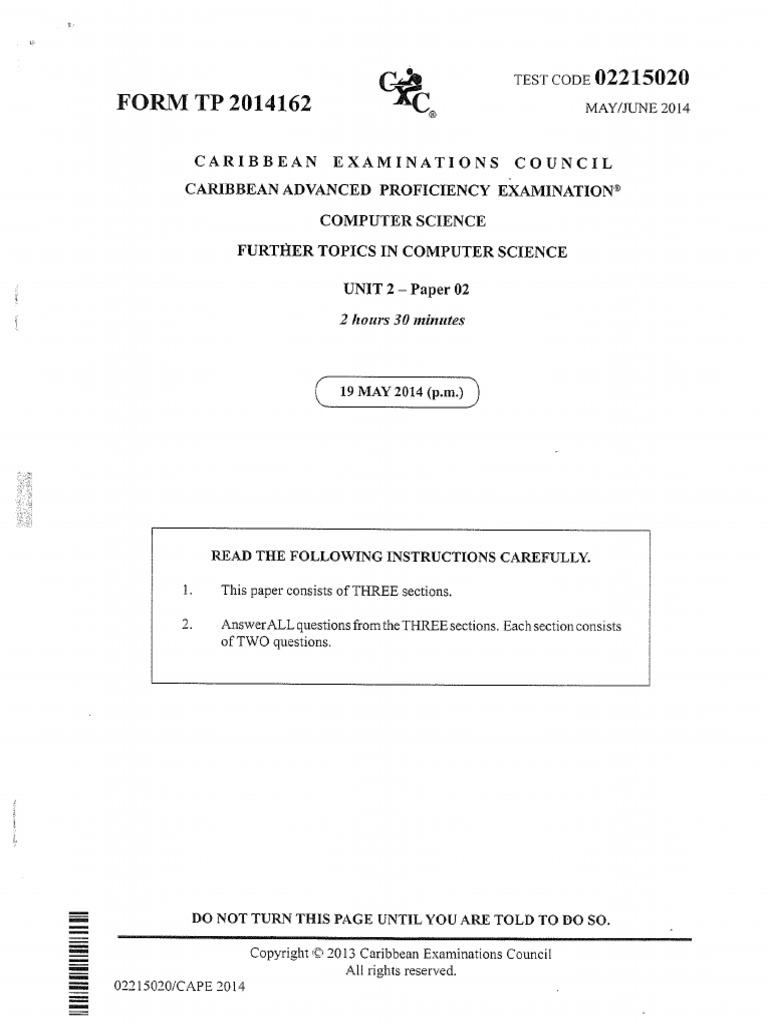 2014 Computerscienceunit 2 Paper 2 | PDF