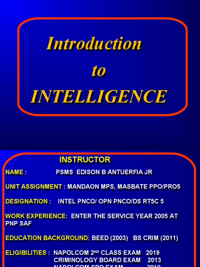 Intro To Intel | PDF | Military Intelligence | Counterintelligence