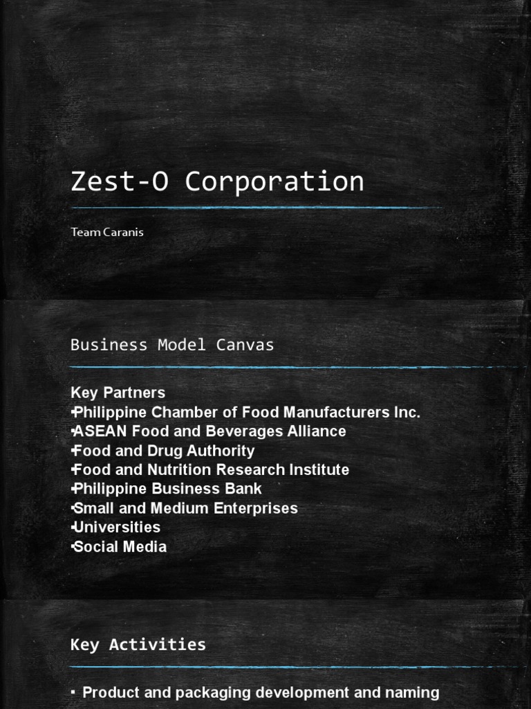 Zest-O Corporation Business Model Overview | PDF | Business | Cooking ...
