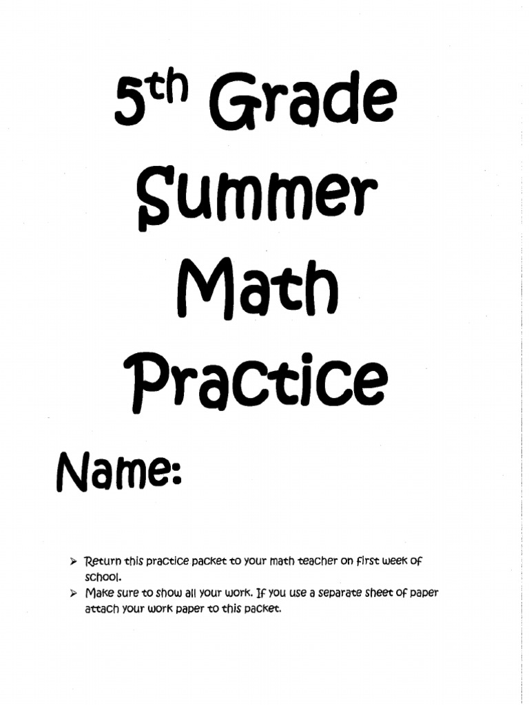 5th Grade Summer Math Packet | PDF