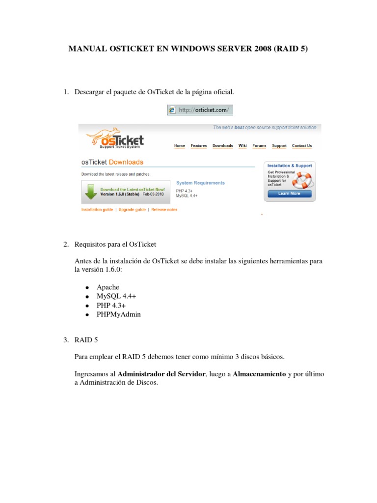 Manual OsTicket (Windows Server) | PDF | Archivo de computadora | Software del sistema