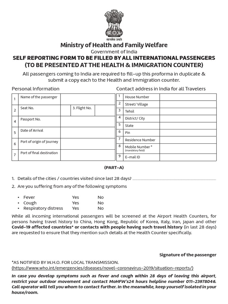 Self Reporting Form PDF | PDF | Wellness | Medical