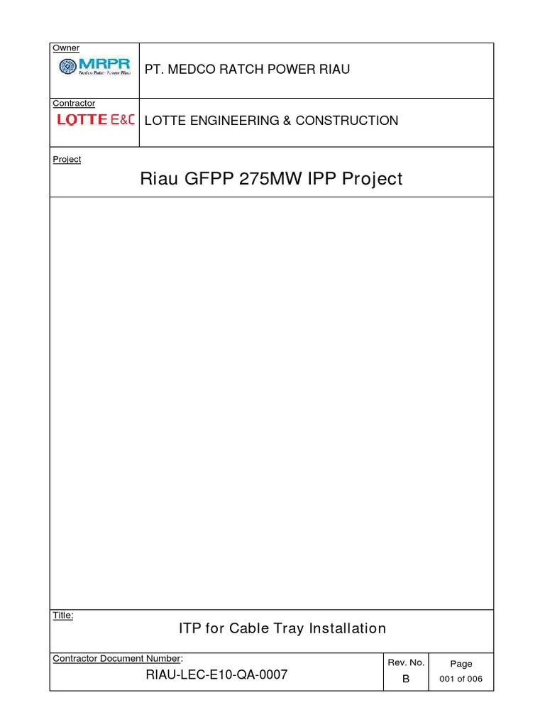 ITP For Cable Tray - Rev B | PDF | Building Engineering | Engineering