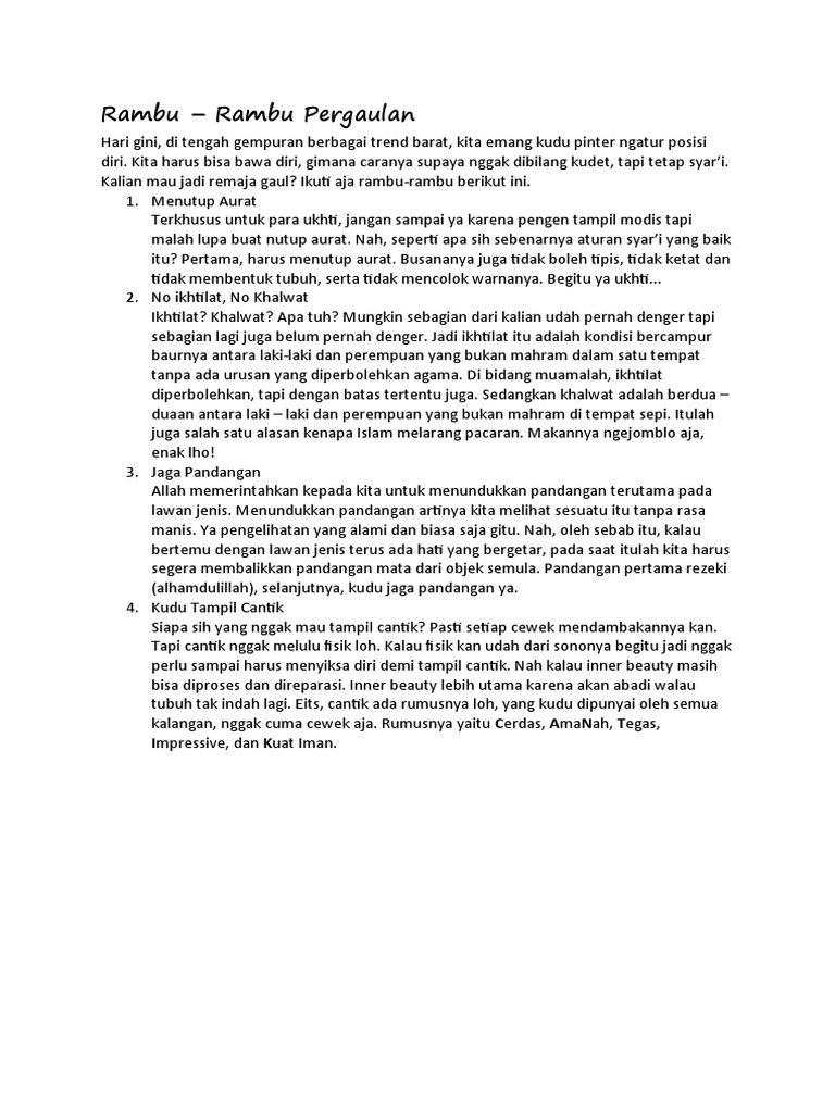 Rambu - Rambu Pergaulan | PDF