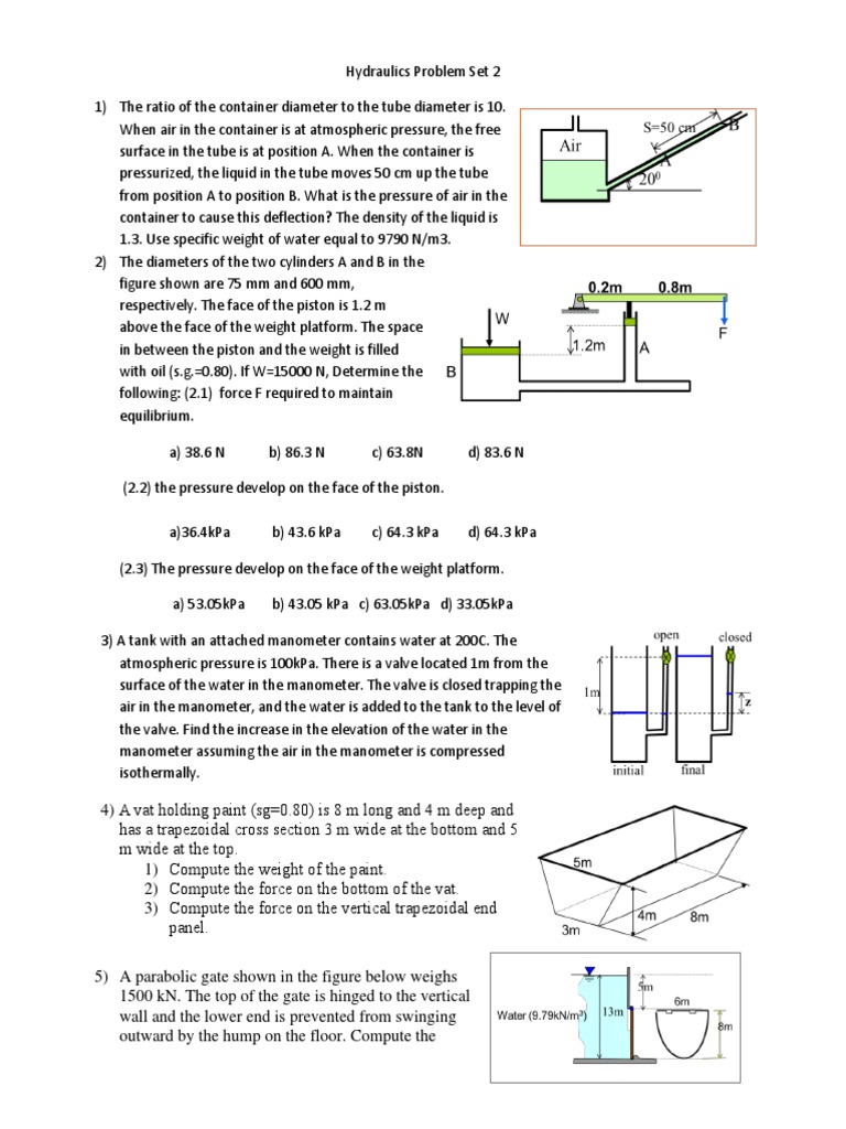 Hydraulics Problem Set 2 | Download Free PDF | Buoyancy | Pressure