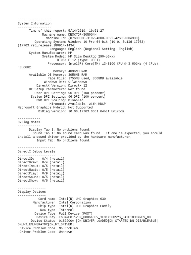 DX Diag | PDF | Device Driver | Codec