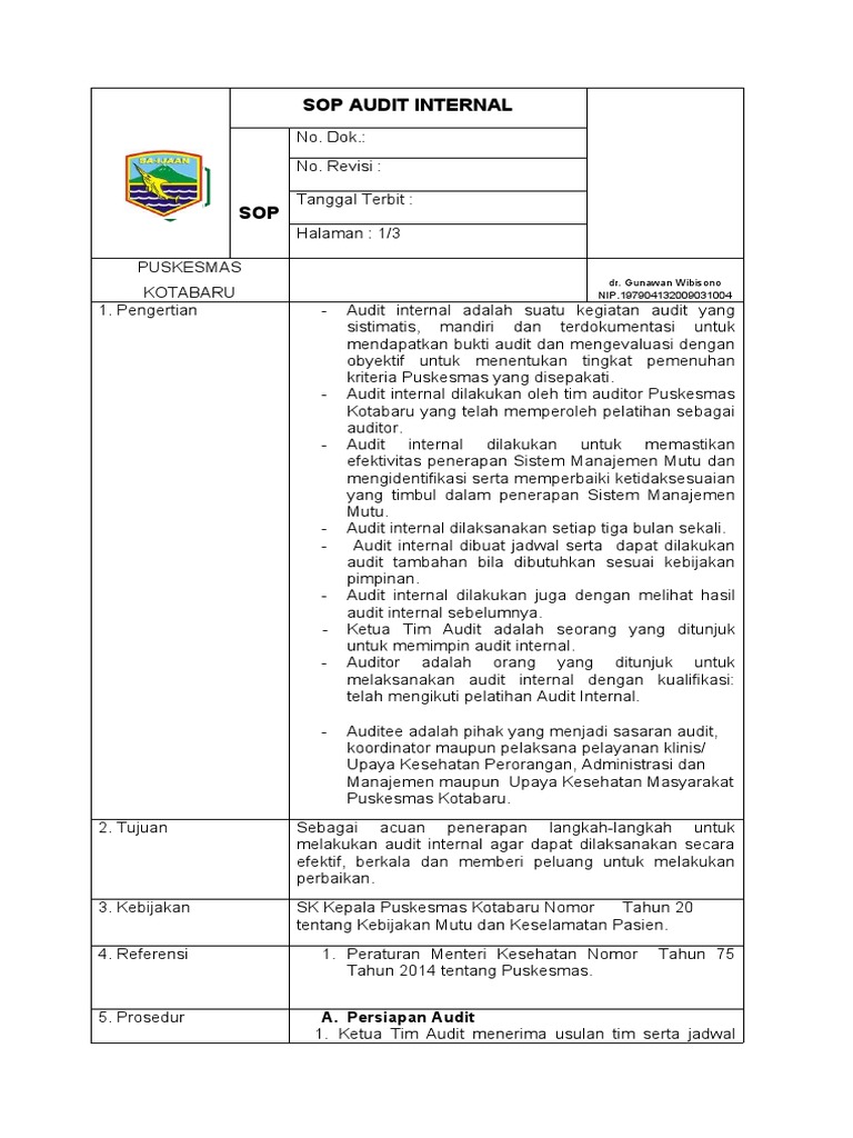 Sop Audit Internal Fix | PDF