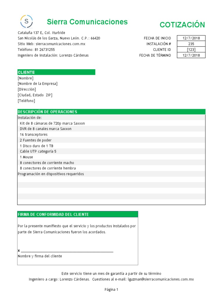 Formato de Instalación | PDF