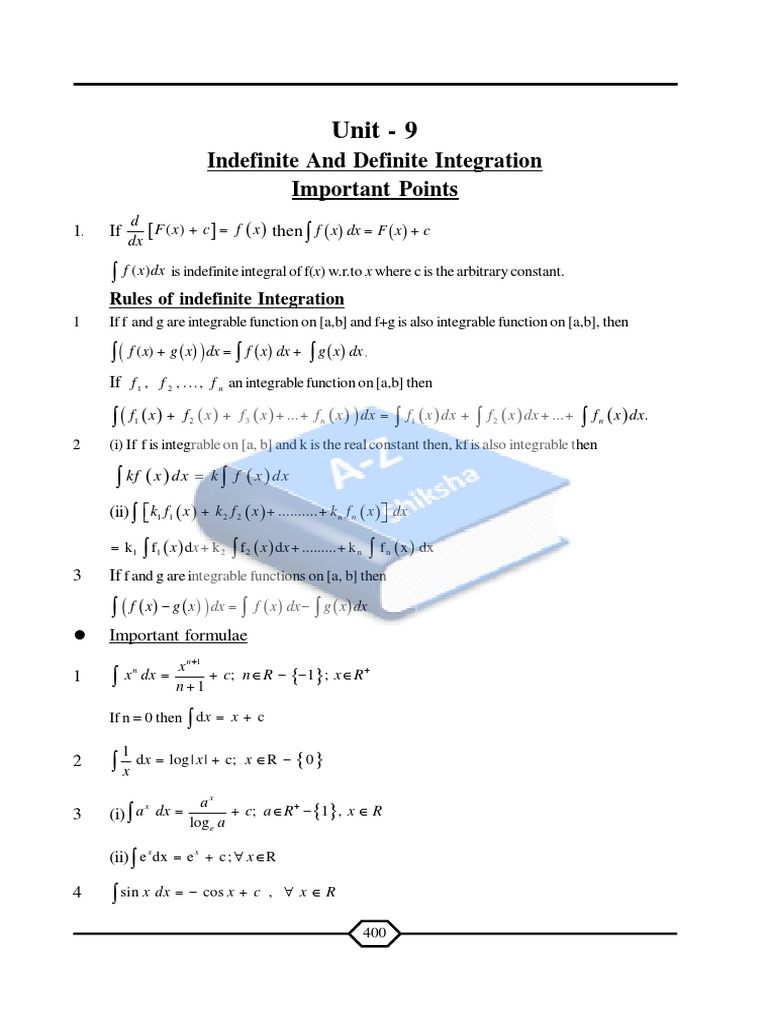 Indefinite and Definite Integration PDF | PDF | Integral | Physical ...