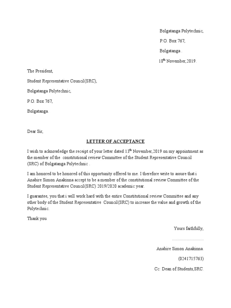 Letter of Acceptance | PDF