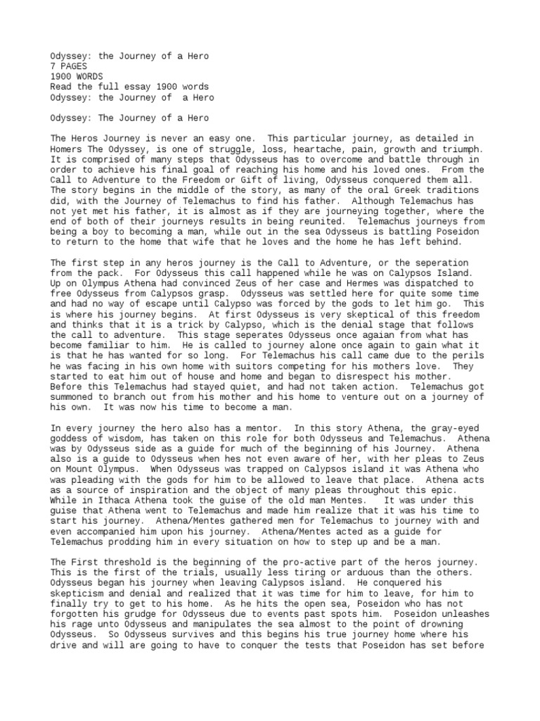 Odysseus: A Hero's Journey Explained | PDF | Odyssey | Odysseus