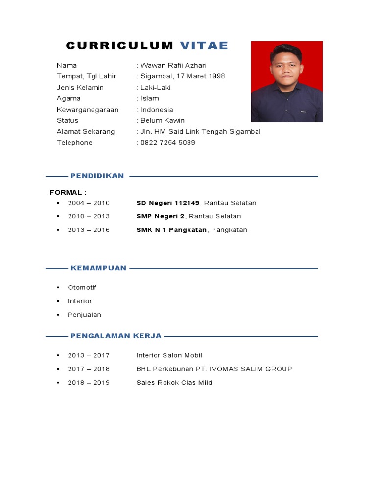 Contoh CV Foto | PDF