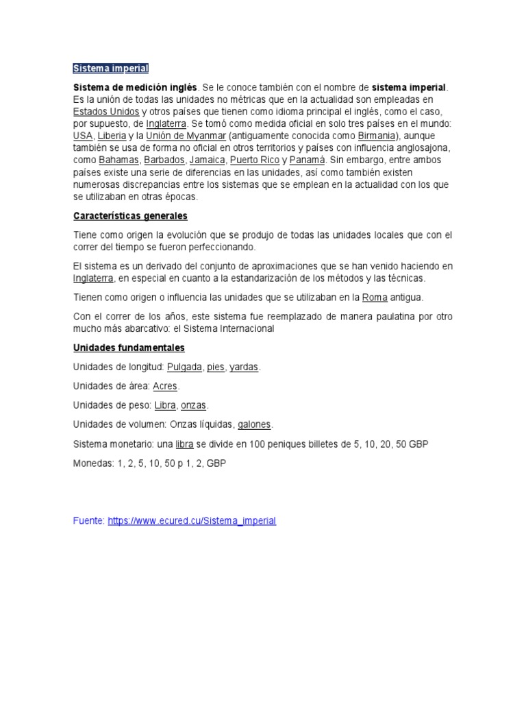 Sistema Imperial | PDF