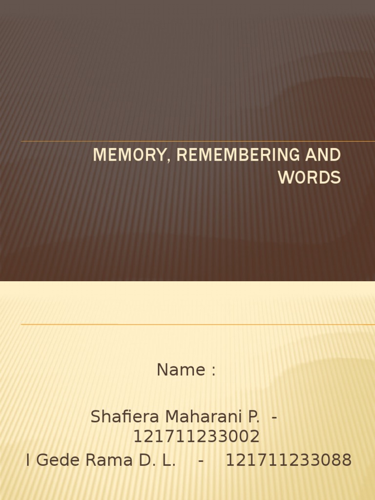 Memory, Remembering and Word | PDF | Lexicon | Word