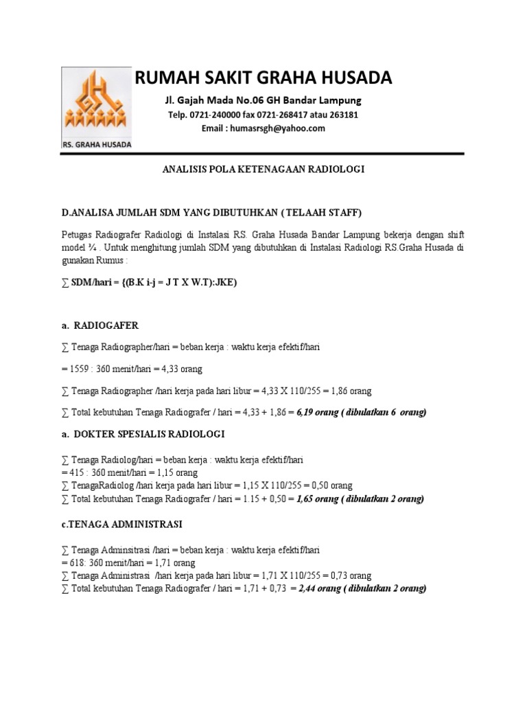 Lampiran Pola Ketenagaan RAD RSGH | PDF
